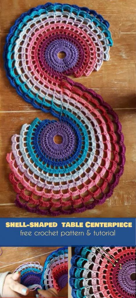 Shell-shaped Table Centrepiece Free Pattern-Digram and Video Tutorial ...