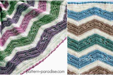 Two Color Geometric Blanket Free Crochet Patterns