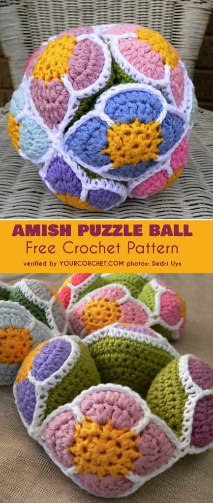 Flower Amish Puzzle Ball Free Crochet Pattern - Your Crochet