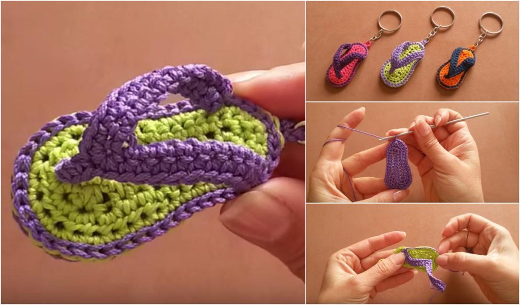 Keychain Flip Flops Slippers Sandals Free Crochet Patterns and Video ...