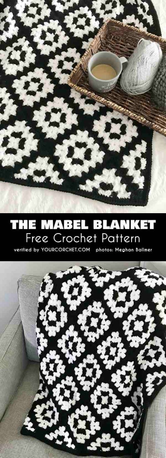 Two Color Geometric Blanket Free Crochet Patterns - Your Crochet