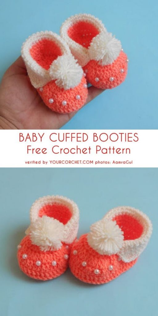 Free Crochet Pattern For Cuffed Baby Booties