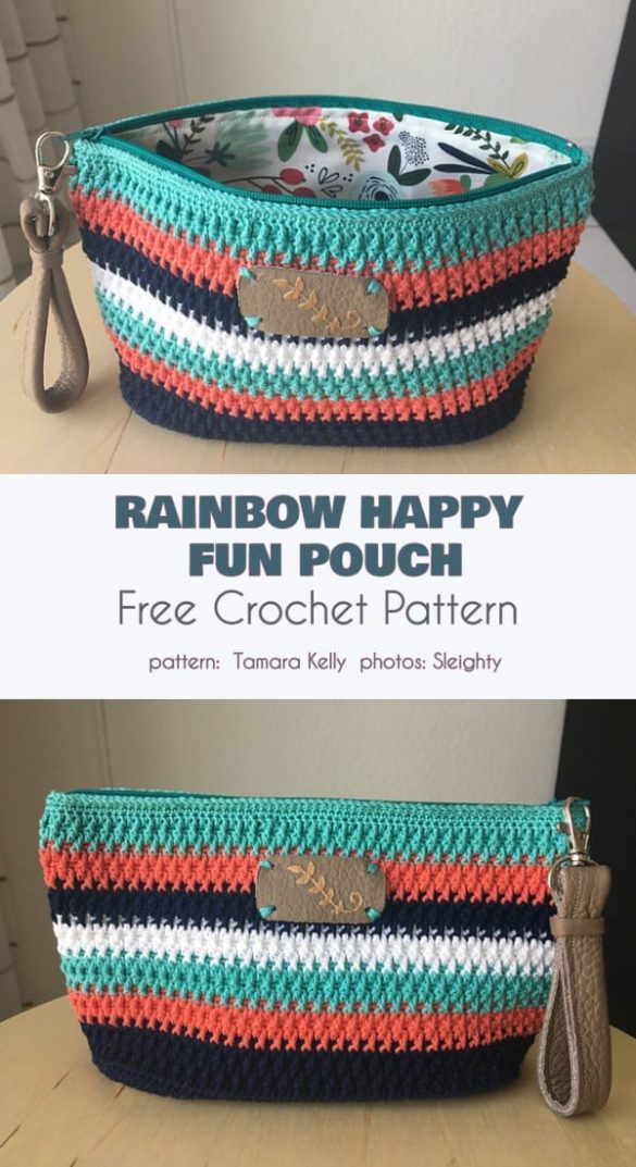 Rainbow Happy Fun Pouch Free Crochet Pattern - Your Crochet