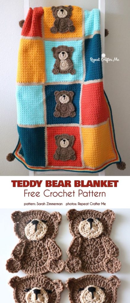 Blanket with a Bear Applique Free Crochet Patterns + Video - Your Crochet