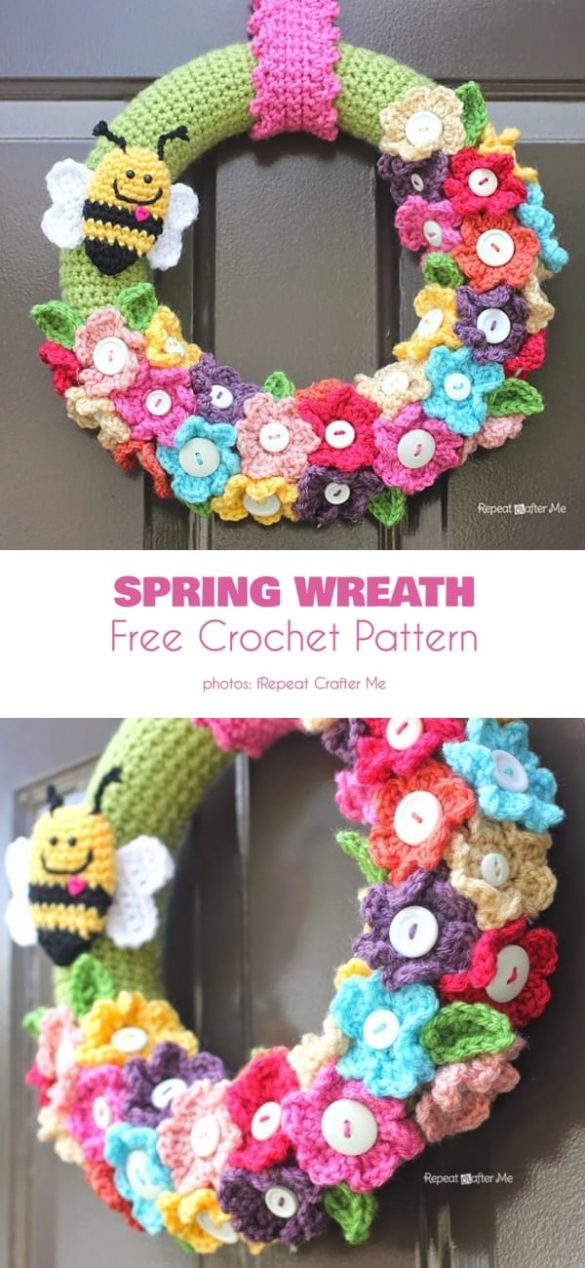 Spring Wreath Free Crochet Patterns - Your Crochet