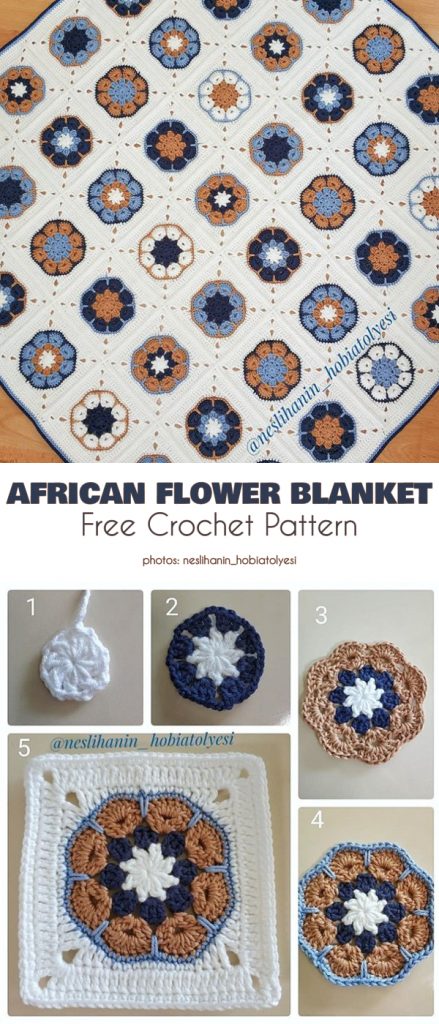 8 Petal African Flower Square Free Crochet Patterns + Video - Your Crochet