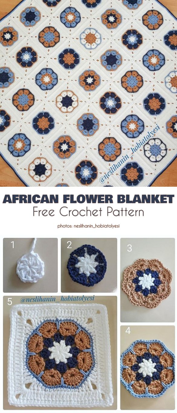 8 Petal African Flower Square Free Crochet Patterns + Video - Your Crochet