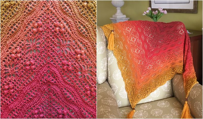 Alaskan Waffle Shawl Free Crochet Pattern