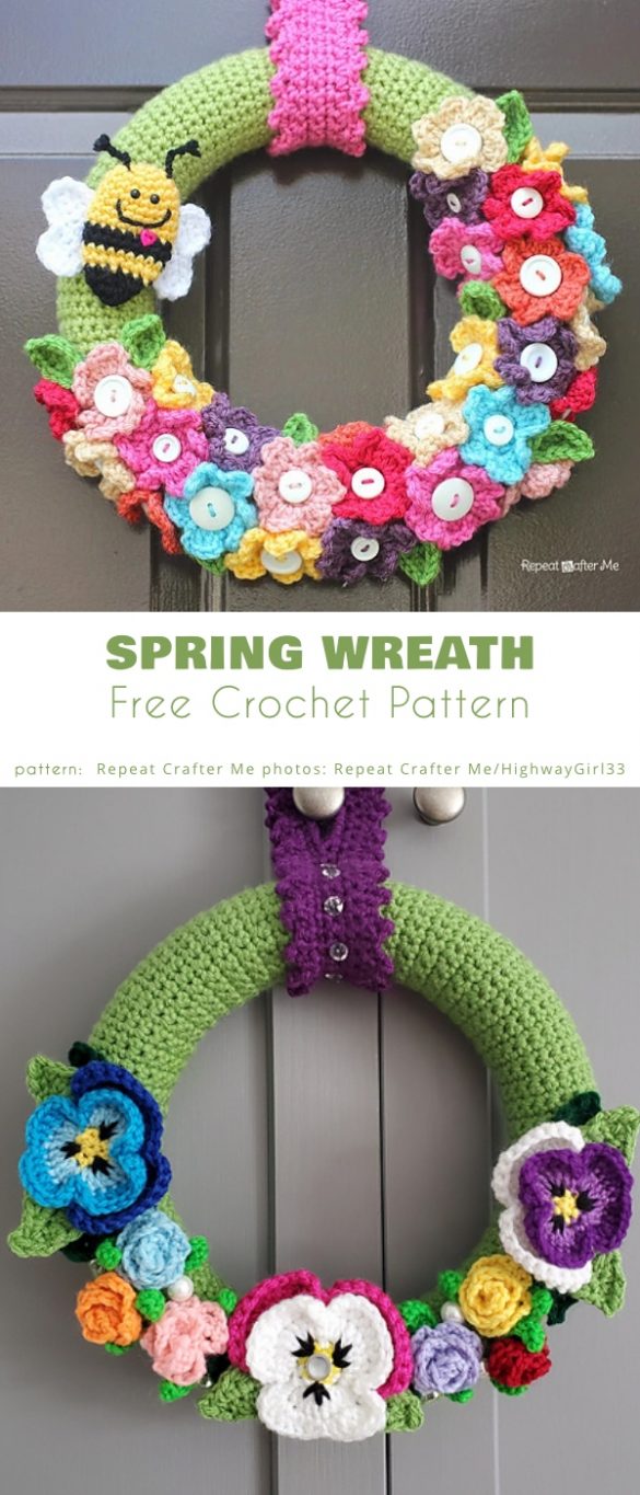 Spring and Easter Wreath Free Crochet Patterns - Your Crochet