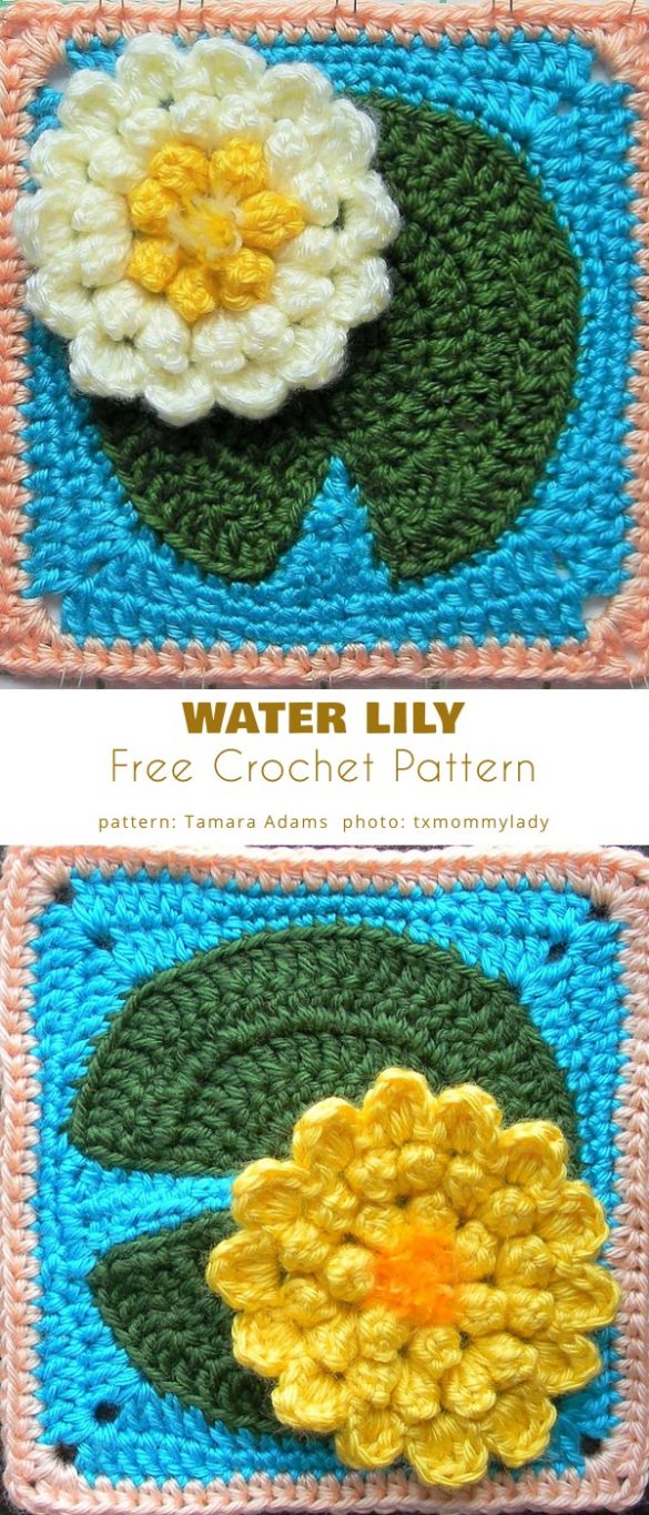 Water Lily Square 4 Free Crochet Patterns - Your Crochet