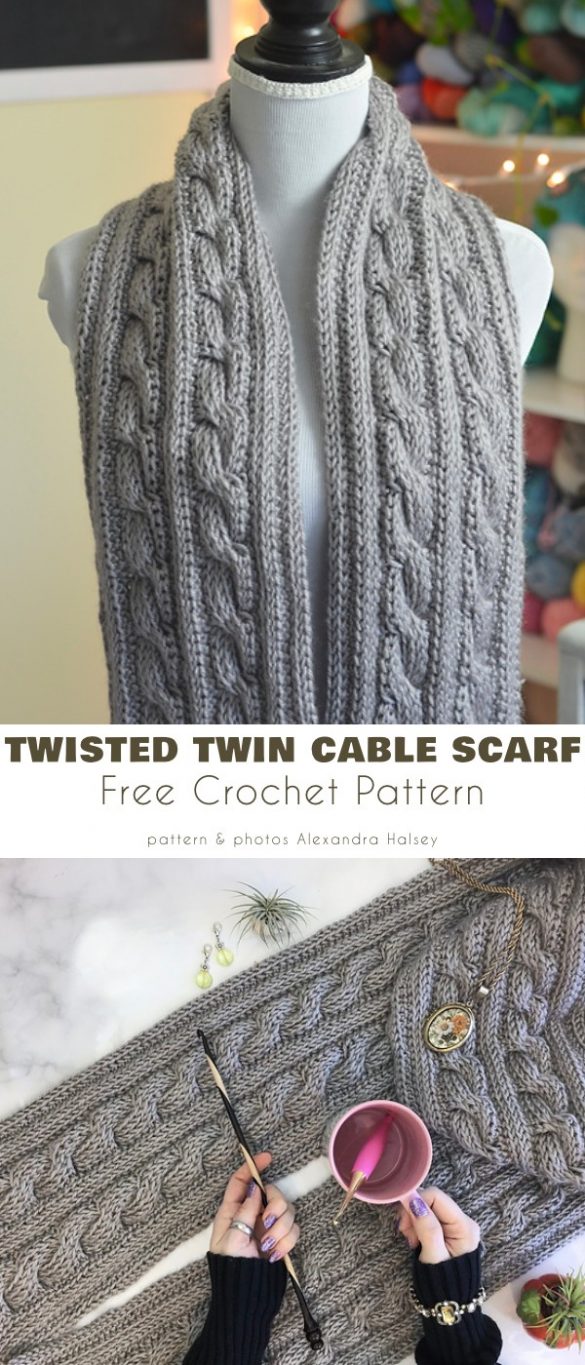 Rectangle Scarf with a Twist Free Crochet Patterns - Your Crochet