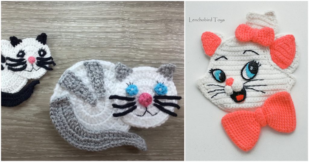 Cute Cat Applique Free Crochet Patterns + Video - Your Crochet