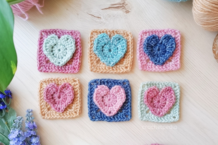 3D Heart Granny Square Free Crochet Pattern + Video